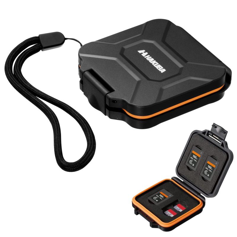 HAKUBA ハードメモリーカードケーススリム 厚さ17mm 耐衝撃 防塵 ストラップ付 ABS樹脂とクッション材で保護