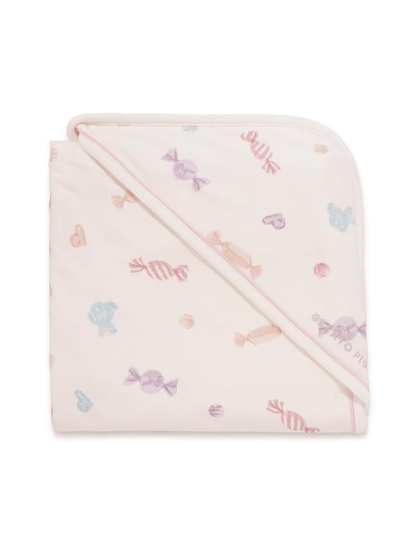 【BABY】キャンディ柄ブランケット PBGG255708PNKF素材:表側:綿97%、ポリウレタン3%/裏側:綿81%、ポリエステル19%サイズ表記:F,たて:75cm,横:75cm