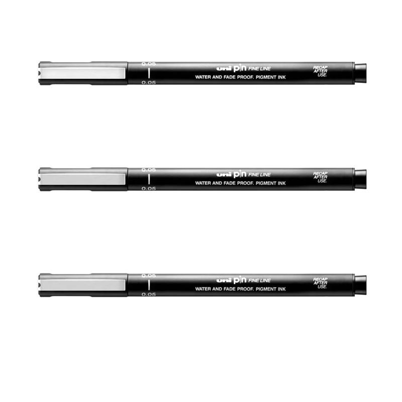 UNI-Ball PIN 描画ペン FINELINER 極細線マーカー 0.05mm ブラックインク - [3本パック]サイズ:1個(3個パック)UNI-Ball PIN 描画ペン FINELINER 極細線マーカー 0.05mm ブラック...
