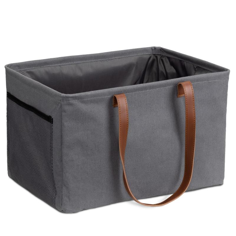 Navaris 2x ランドリーバスケット 折りたたみ - ランドリーバッグ 洗濯カゴ 雑貨かご - 収納 持ち運び 省スペース 37L ダークグレーすっきり整理: Navarisの洗濯物入れを設置して、脱いだ後のお洋服を床に置きっぱなしに...