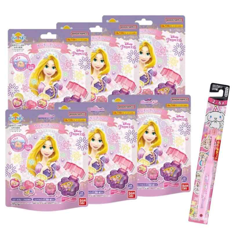 【6個セット】バスボム バンダイ ラプンツェル キラキラコンパクト バスボール 【キッズもママも嬉しい キャラクター 歯ブラシ 1本付き】バスボール