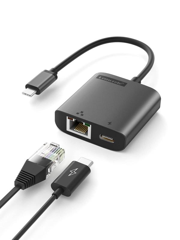 Lemorele スマホ用 USB C LAN 充電対応 TYPE-C 有線LANアダプター + 電源供給 Ethernet 有線 2in1 イーサネット高速転送 USB Type C to RJ45 ギガビット アダプタ 100W PD ...