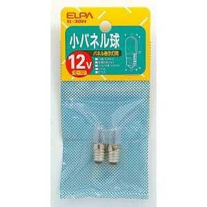 朝日電器 ELPA 小パネル球 G-30H定格：　・電圧　12V　・消費電力 1.2W　・寿命：約5,000時間本体サイズ：　・全長：28mm　・バルブ径：10mm　・口金：E10入数：2個カラー：クリア