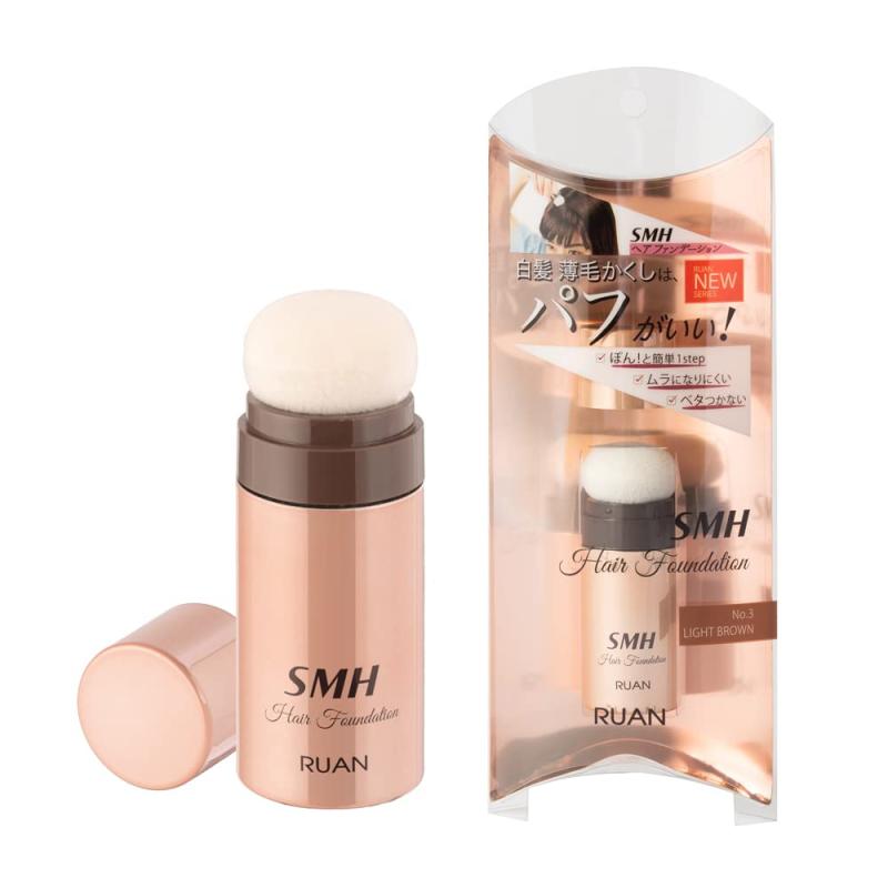 SMHヘアファンデーション スティックタイプ 3g No.3 ライトブラウン髪の根元や分け目の白髪を隠します。パフとボトルの一体型なので普段使うのが難しい生え際、つむじなど場所でも、ヘアファンデで白髪を自然に隠すことができます。女性の方が毎...