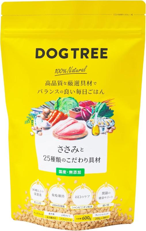 ドッグツリー ドッグフード お試し 国産 無添加 ささみと25種類のこだわり具材 小型犬用 【100%生肉/緑イ貝/モリンガ/消化に良い/ノンオイル/小麦グルテンフリー】 DOGTREEささみと25種類のこだわり具材