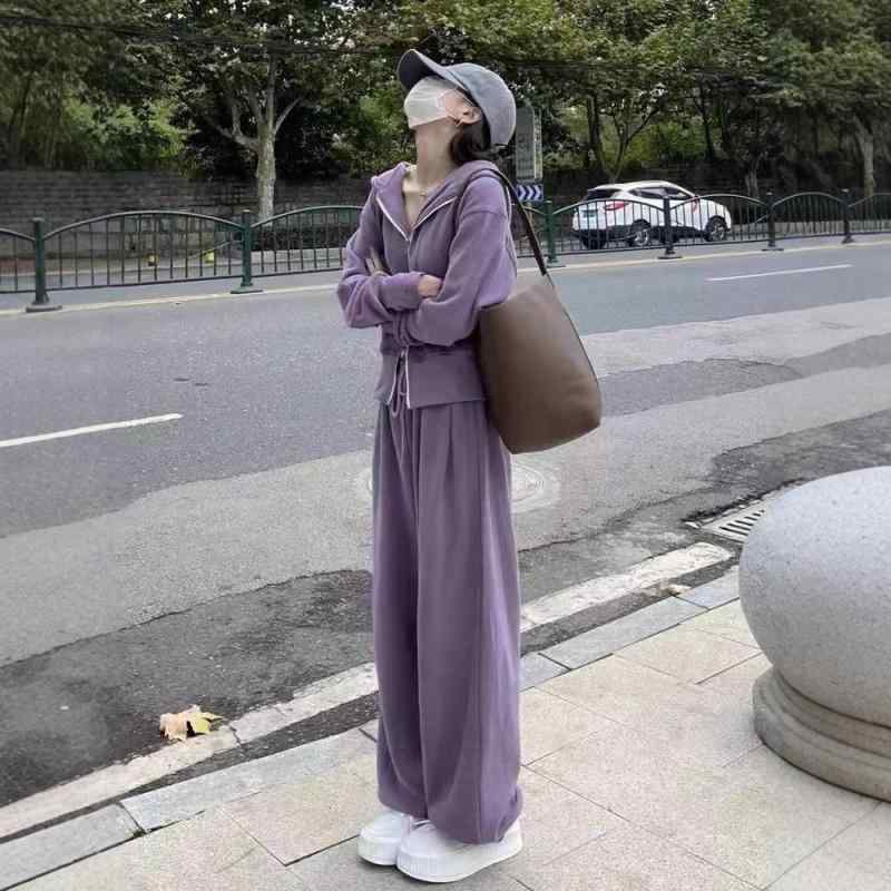 ・カテゴリ: 休闲套装・スタイル: 通勤風・主な素材: ポリエステル90-95%、スパンデックス30%以下・パンツ丈: ロング・袖丈: 長袖・袖タイプ: スタンダード・柄: 無地・カラー展開: 紫色套装、深灰色套装、緑色套装、粉红色套装、浅...