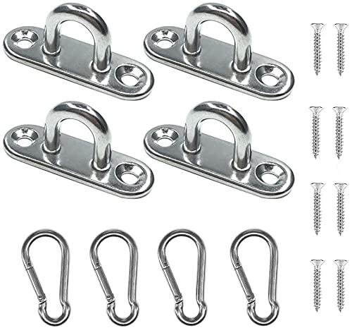 ZOYUBS パッドアイ アイプレート 長方形パッドアイ 長方形アイプレート ステンレスループ マッチングネジ 壁掛け式 パッドアイ 天井吊り下げ用 304ステンレス鋼 ステンレスループ フック ア