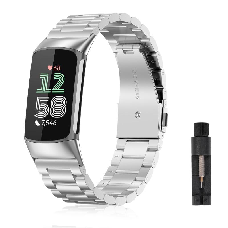 [ReHowy] バンド Fitbit Charge 6 / Fitbit Charge 5 対応 交換バンド ビジネス風 ステンレス製 サイズ調節可能 調整工具付き 交換ベルト 替えベルト コンパチブル Fitbit Charge 6 /...