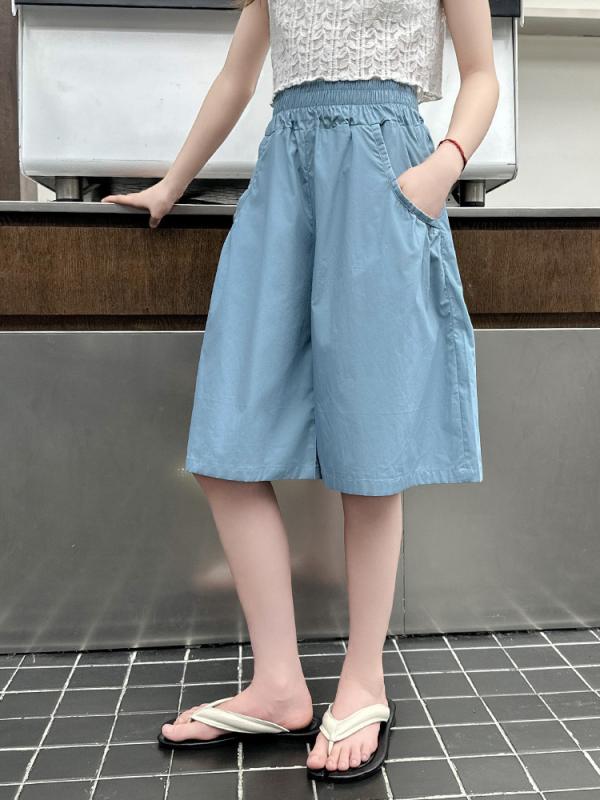 ・スタイル: 休闲・主な素材: 綿・主な素材含有率: 綿95%・対象性別: 女性・対象年齢: 中大童(8歳以上、140cm以上)・パンツ丈: 5分丈/中丈・デザイン: デニムパンツ・ウエスト位置: ミッドライズ・ウエストタイプ: ゴム腰・パ...