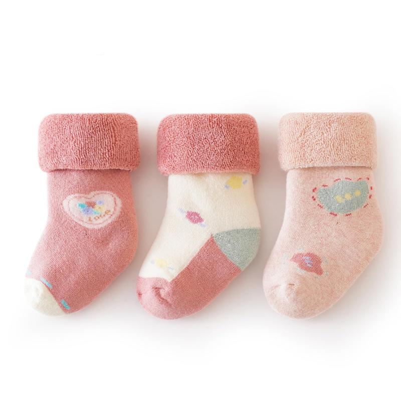 [HAYAHARU] ベビー 靴下 厚手 冬 赤ちゃん 靴下 ベビー ソックス 男の子 女の子 柔らかい 新生児 ソックス 履き心地 可愛い 3足セット