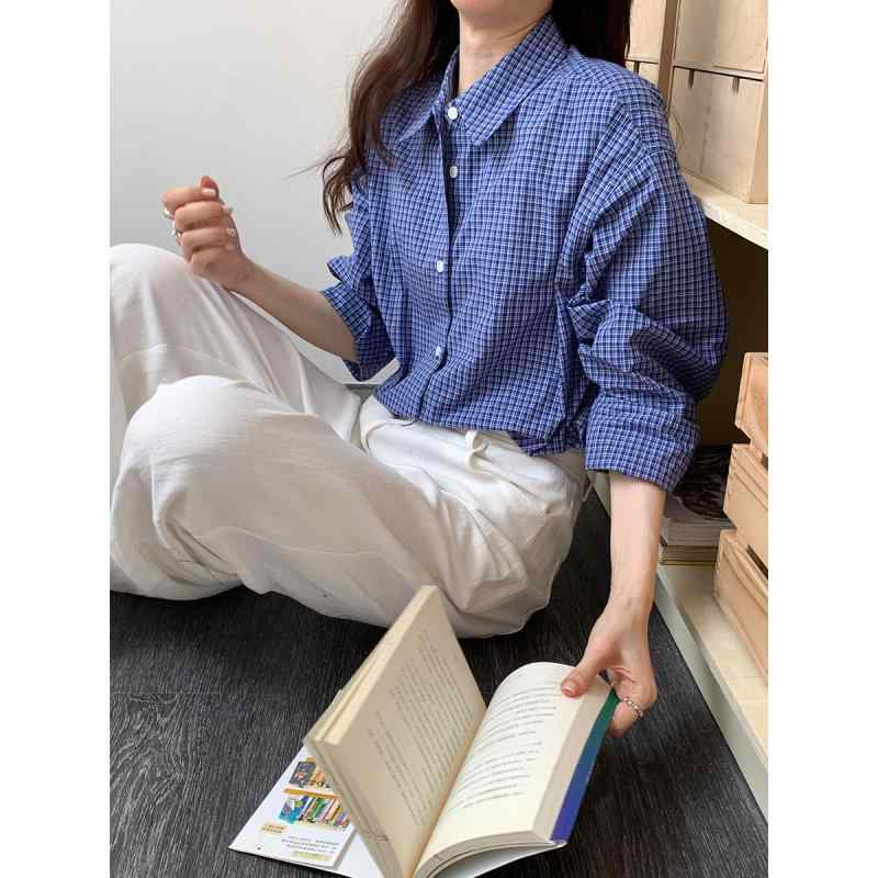 ・主な素材: 綿100%・柄: 条紋/格子・スタイル: 日韓風・袖丈: 長袖・袖型: 通常袖・カラー展開: ダークブルー、ブルーストライプ、グリーーストライプ・サイズ展開: S、M・フィット感: ルーズフィット・衣長: 通常(50cm超65...