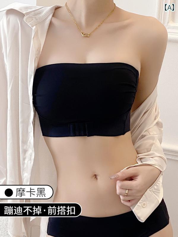 ・主な素材: ナイロン80%以上・スタイル: ストラップレス・ワイヤー: なし・カップタイプ: フルカップ・カップ素材: 薄型・肩紐: 取り外し可能・ホック: 背面4段・カラー展開: ブラック、ホワイト、ベージュ、ブラウン・サイズ展開: 3...