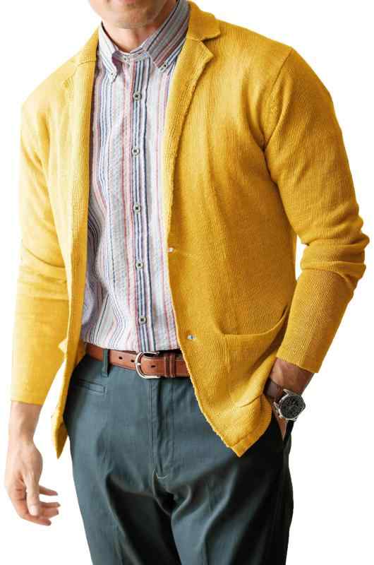 [ドゥクラッセ] テーラーカラーカーディガン (54993)ジャケット代わりに着られる衿付きカーディガン。フレンチリネンで着心地も最高。素材は上質なフレンチリネン100％で、風をすっと通すような快適な着心地が味わえます衿の細めのラペルが洗練...