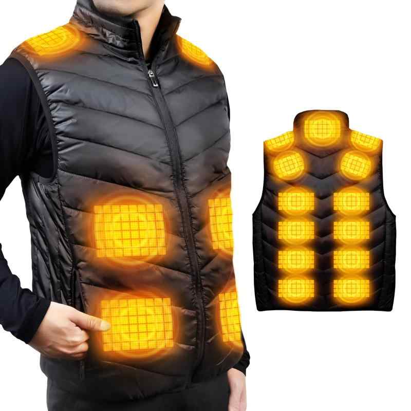 [Excitech] 電熱ベスト 【前後17箇所発熱4箇所独立スイッチ】ヒーターベスト USB給電 3段階温度調整 速暖 洗濯可 メンズ アクティブ 男女兼用 プレゼント (M L XL 2XL 3XL 4XL)
