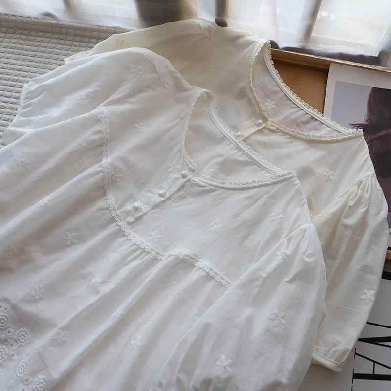 ・カテゴリ: シャツ・スタイル: 清新風・主な素材: 綿50-70%、麻30-50%・柄: 花柄・袖丈: 短袖・袖型: 泡泡袖・ネックライン: クルーネック・ディテール: 刺繍、ボタン・フィット: ルーズフィット・着丈: 約50-65cm・...