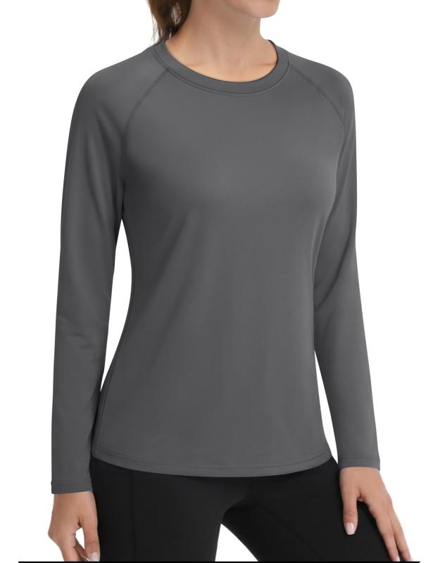 [KEFITEVD] 長袖tシャツ レディース 裏起毛 防寒 トップス 秋冬 ティーシャツ 吸汗速乾 伸縮性 テニスウェア インナー 暖かい 肌着 保温 通気 スポーツ ヨガ ジム ジュアル【裏起毛素材】暖かいインナーはポリエステル92%、...