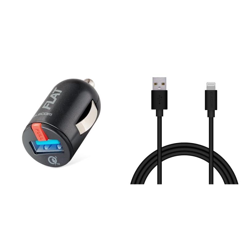 エレコム カーチャージャー シガーソケット 18W USB-A ×1 【 iPhone 13 / 12 / SE (第2世代) 対応 】 ブラック