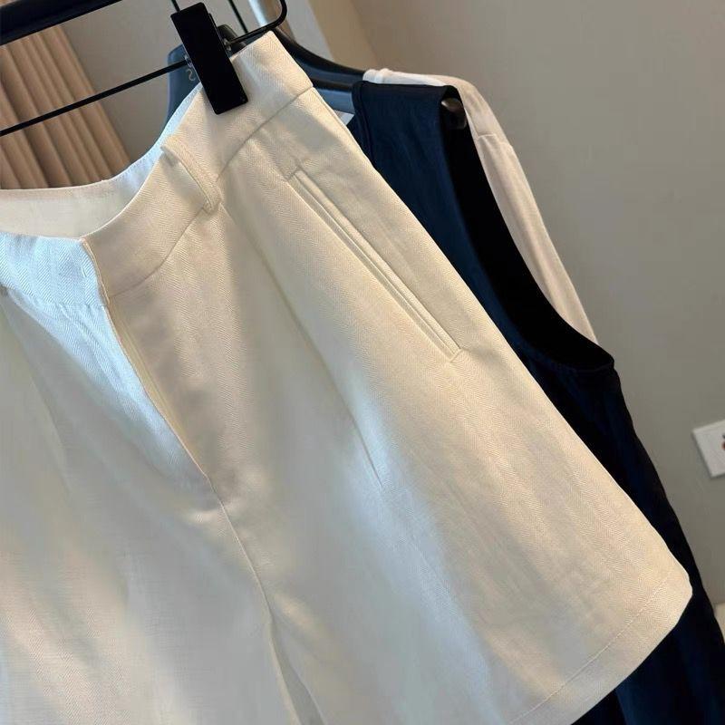 ・スタイル: 日韓カジュアル・カテゴリ: ワイドパンツ・パンツタイプ: ストレート・パンツ丈: 5分丈・ウエスト: ハイウエスト・厚み: 厚手・流行要素: 配色・カラー展開: ホワイト・サイズ展開: S、M、L、XL・素材: リヨセル70%...