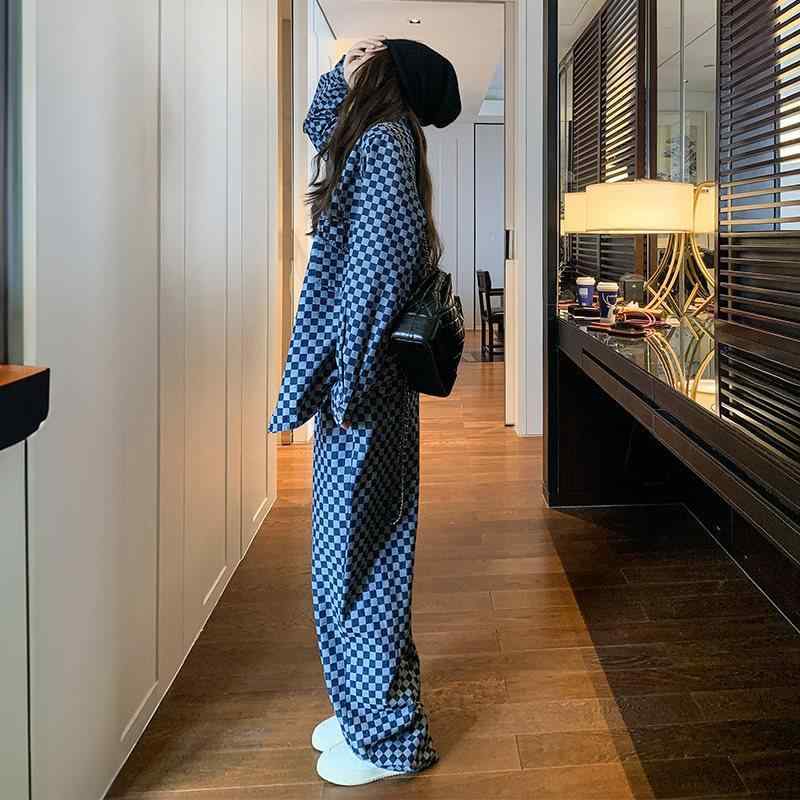 ・カテゴリ: 休闲套装・スタイル: 街头潮人,牛仔风,舒适休闲・主な素材: 棉・主面料成分: 棉50%以上・カラー展開: 格子・サイズ展開: S,M,L,XL・パンツ丈: 長丈・袖丈: 長袖・袖型: 常规袖・性別: 女性・セットスタイル: ...