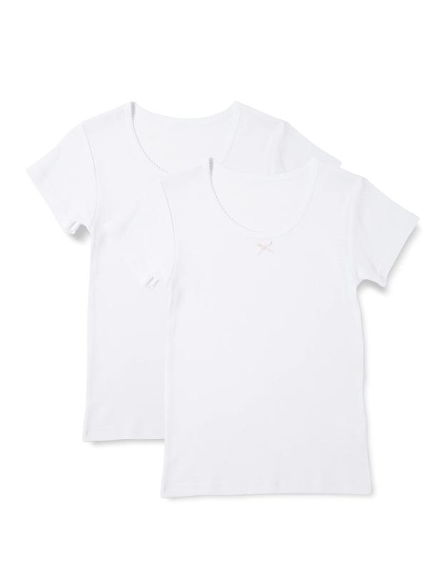 [キャッチ] 半袖シャツ 綿100% オールシーズン 2枚組 ガールズSIZE:120SIZE:130SIZE:140SIZE:150