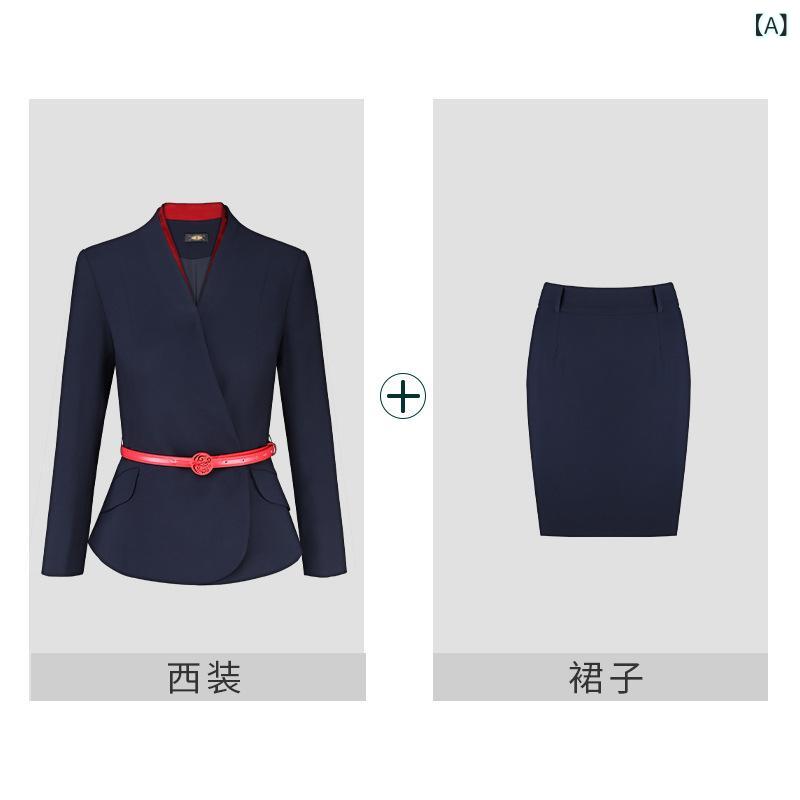 ・主な素材: 雪尼尔・主素材成分: 氨纶 30%以下・スタイル: 私服名媛、御姐风、気質优雅・カテゴリ: 休闲套装・セットスタイル: 上衣套装・対象性別: 女性・袖型: 公主袖・袖丈: 長袖・カラー展開: 藏青色外套+裙（紅邊長袖）+紅腰帶...