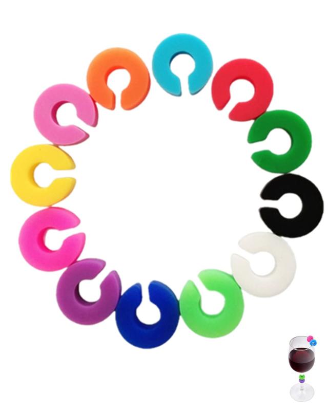 [LIKENNY] グラスマーカー ワイングラスマーカー 識別リング シリカゲル製 12色 12個セット 耐久性 パーティー イベント ホームパーティー用 ドリンクマーカー (Aタイプ)【製品素材】キャンディカラーのポップカラーにソフトシリ...