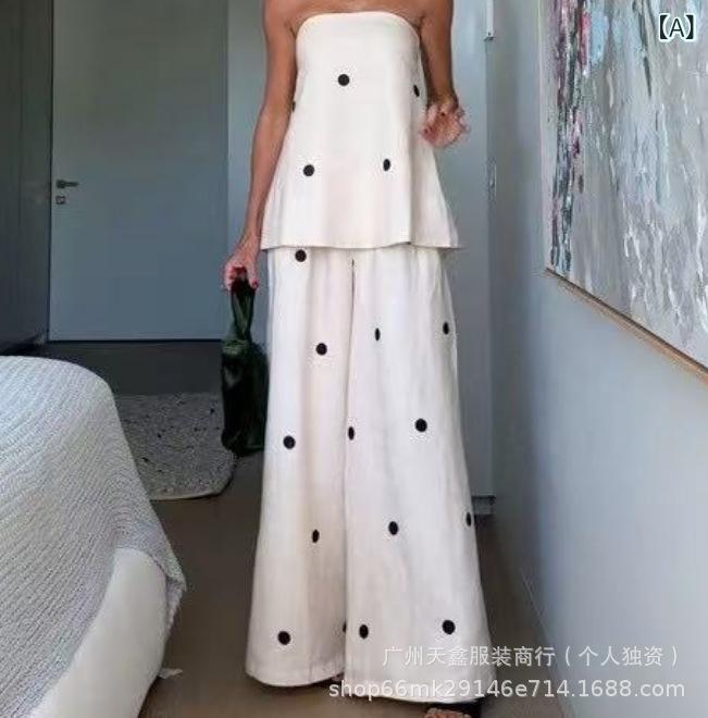・柄: 波点・パンツ丈: ロング・プリント加工: あり・主な素材: 麻・主素材: 麻・素材2: ポリエステル・カラー展開: ホワイト、ブラック、ベージュ、ブラウン・サイズ展開: S、M、L、XL・スタイル: ボヘミアン、フレンチ、快適カジュ...