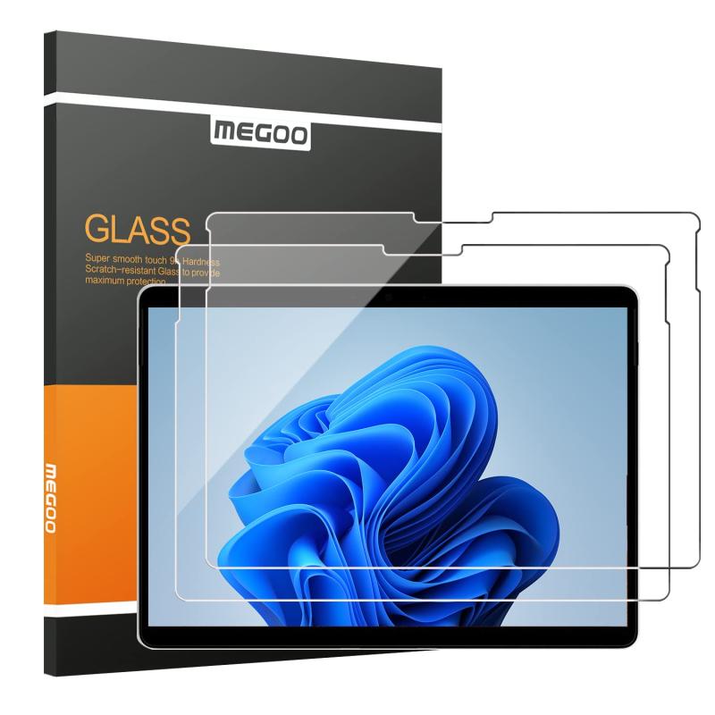 【2枚入り】Megoo Microsoft Surface Pro 11/ Surface Pro 9/ Surface Pro 10 13インチ専用強化ガラスフィルム 精度カットアウト 9H強化ガラス 保護フィルム 油汚れを防ぎ 指紋を防...