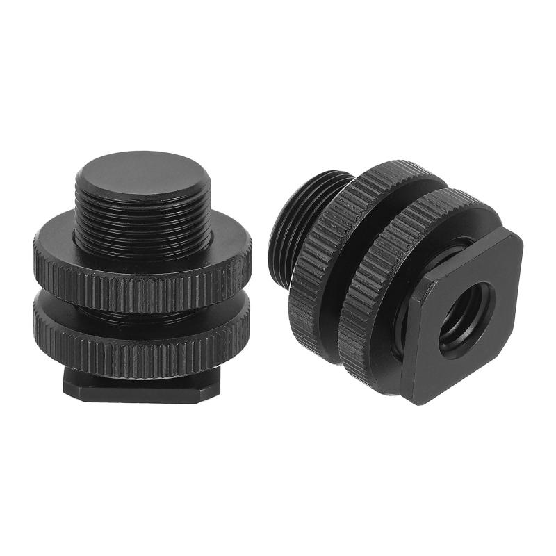 PATIKIL 女性用3/8"から男性用5/8" カメラホットシューマウント 2個パック フラッシュコールドシューマウント三脚スクリューアダプター DSLRリグ用 黒カラー：黒；素材：アルミニウム合金；スレッド仕様：女性...