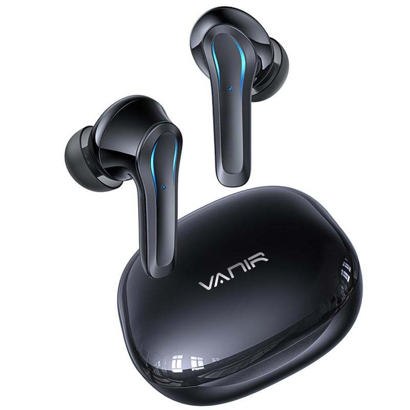 VANIR ワイヤレスBluetoothイヤホン、AIインテリジェントノイズキャンセリング、通話用ノイズキャンセリングBluetoothイヤフォン、インイヤー型イヤホン、内蔵マイク、IP55防水防塵、30時間再生