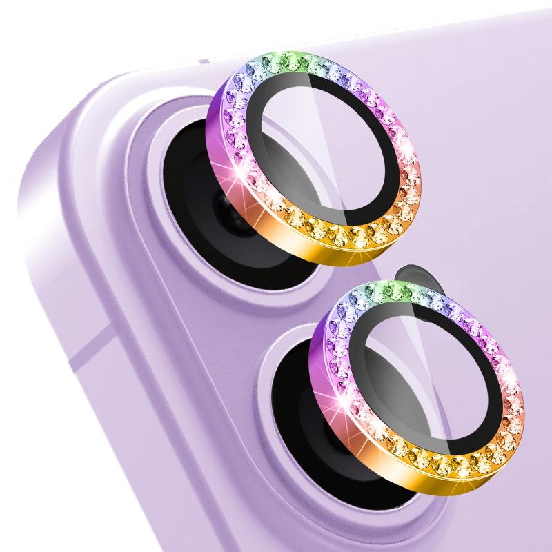 LanQii カメラカバー 用の iPhone 17 対応/用の iPhone 16 対応/用の iPhone 16 Plus対応 カメラ保護 レンズカバー ダイヤモンド カメラフィルム レンズ保護フィルム ダイヤモンド強化ガラス+アルミリン