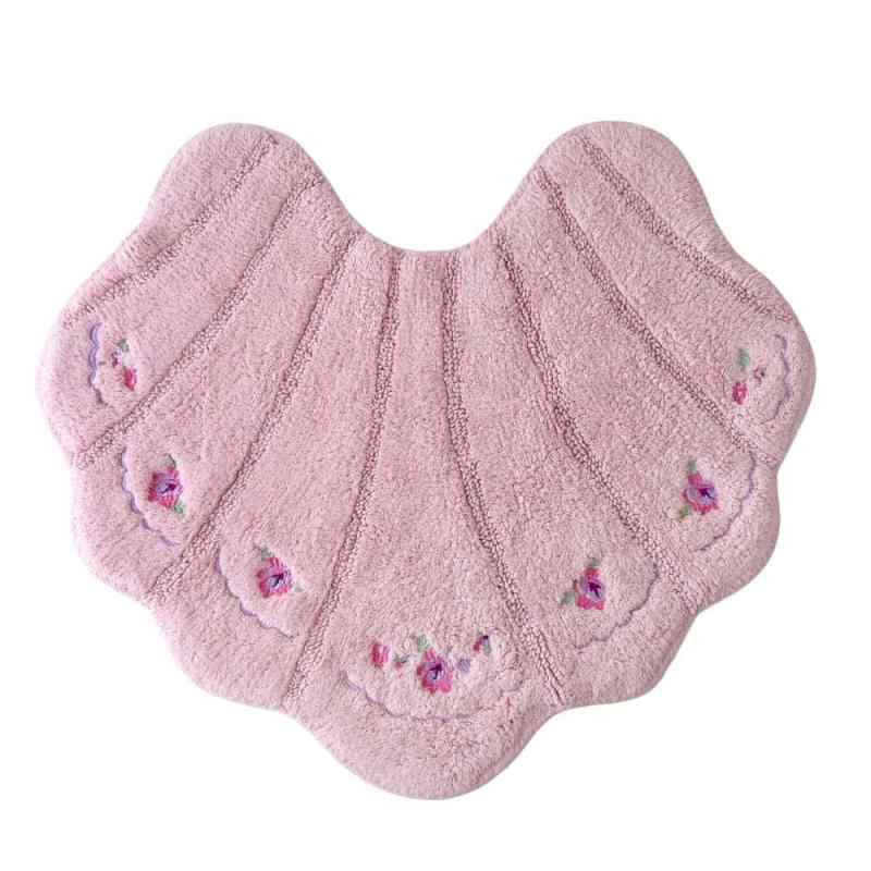 マット コットン シェル リビングマット トイレマット フロアー かわいい おしゃれ 天然素材 花柄W72×62cm 綿100％