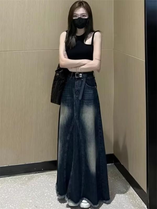 ・カテゴリ: 半身裙・スタイル: 清新甜美、少女风・主な素材: 牛仔・主素材成分: 綿50%～70%・スカートタイプ: 牛仔裙・スカート丈: 中長・流行要素: ボタン・カラー展開: ブルー・サイズ展開: XS、S、M、L、XL、2XL、3X...
