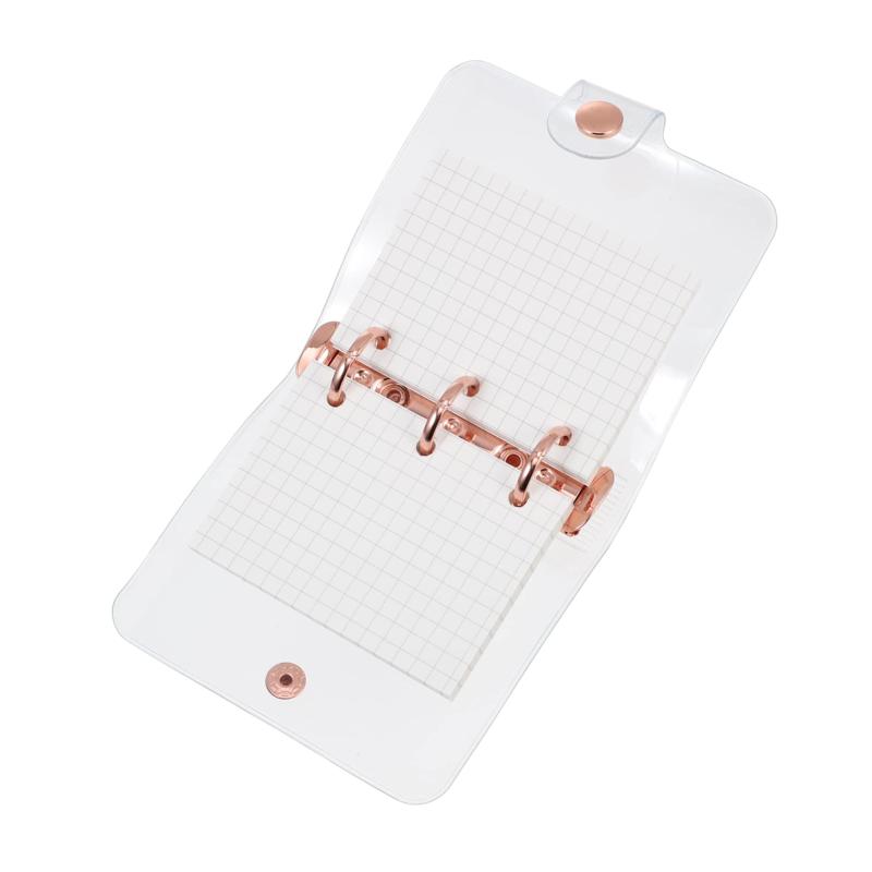 VILLFUL 1 セット ミニ ノート ミニ リーフ バインダー ラウンド リング バインダー カバー バインダー ポケット 3 リング バインダー マネー トラッカー ノート ポケッミニ透明バインダー: 📔㈕...