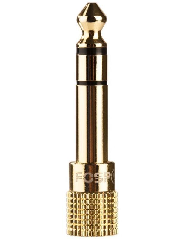 FosPower 6.35mm (1/4")オス - 3.5mm (1/8")メス (3極TRS AUX) ステレオオーディオヘッドホンジャック (ミニプラグ → 標準プラグ) 延長変換アダプター [24k金メッキプラグ]