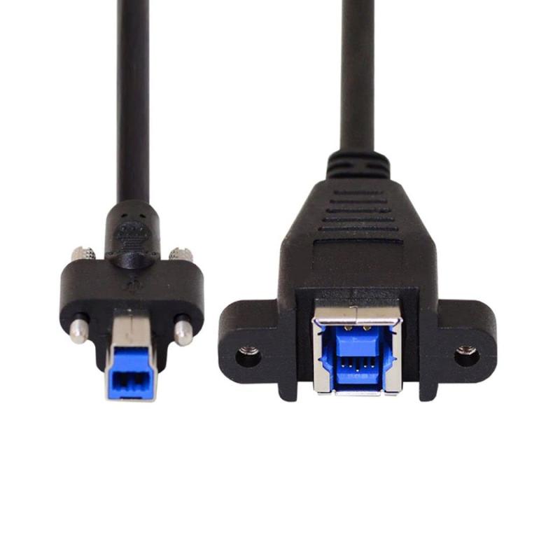 chenyang USB 3.0 Type-B オス - Type B メス バックパネルマウント 拡張データケーブル 産業用カメラ&amp;プリンター用 0.5mデュアルサムスクリュー USB 3.0 バックパネルマウント B オス-メス...