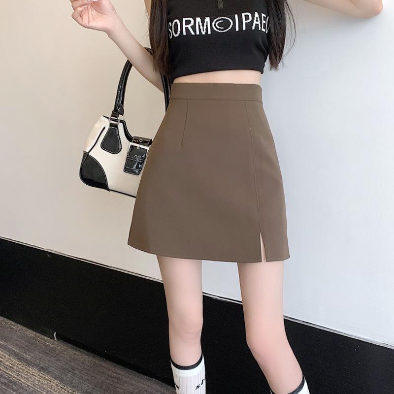 ・カテゴリ: 半身スカート・スタイル: 小香風・主な素材: ポリエステル80%～90%・スカート型: Aライン・スカート丈: ショート・伸縮性: 微弾・流行要素: ジッパー・カラー展開: コーヒーブラウン、アプリコット、グレー、ブラック・サ...
