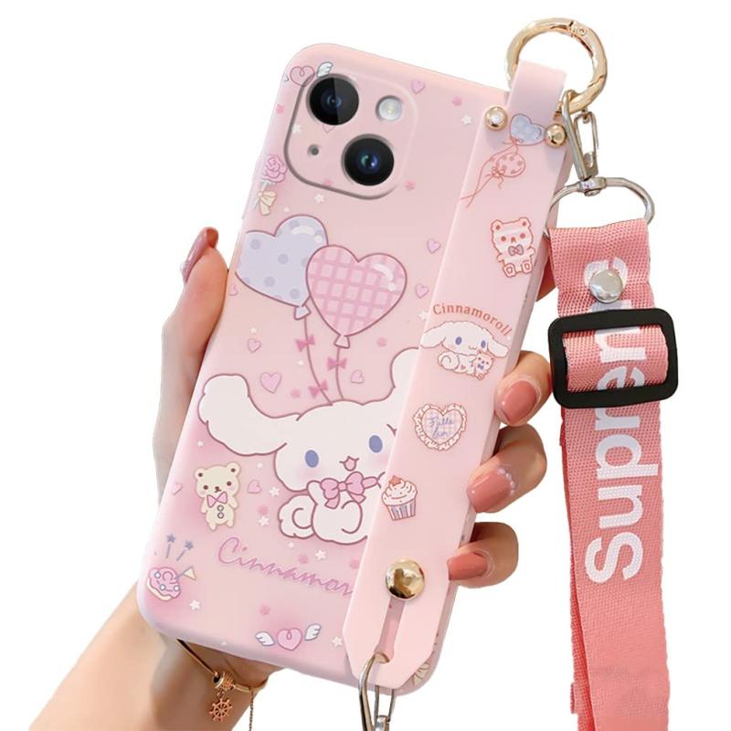 [GREDINO] iPhone 14 用 ケース シナモロール スマホケース iphone SE3 适用 リストバンド 携帯ストラップ 全機種対応 肩がけ 首掛け 斜めかけ ケース シリカゲル すり傷防止 指紋防止 耐衝撃 サンリ【デザイ...