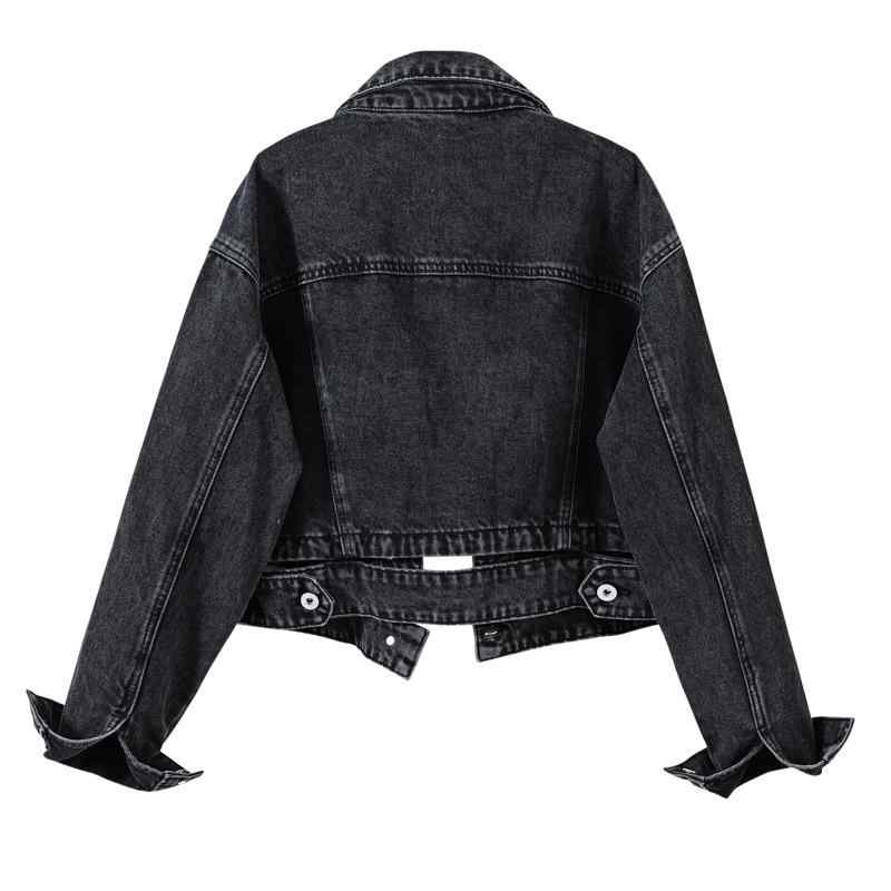 ・主な素材: 綿80-90%、ポリエステル30%以下・袖丈: 長袖・スタイル: 可愛風、清新甜美・版型: 高腰型・衣丈: 短款・柄: 牛仔布・カラー展開: ブラック、ブルー・サイズ展開: S、M、L、XL、2XL、3XL・ネックライン: 翻領
