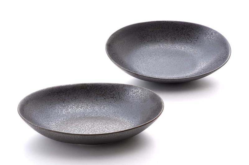 丸鎌陶器(Marukama Touki) 食器 お皿 カレー皿 パスタ皿 楕円 カフェ風 おしゃれ 黒 ブラック カフェスタイル オーバルカレー皿(2枚組) 黒サイズ：約長径25.3×短径17.0×高5.5cm素材：陶器容量：約970mL料...