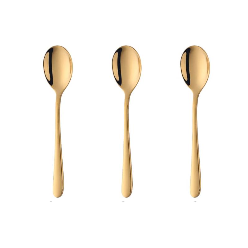 ティースプーン コーヒースプーン デザートスプーン 2本+1本 18-8ステンレス製 軽量 おしゃれ チタン仕上げ 食洗機対応 3色選択可能