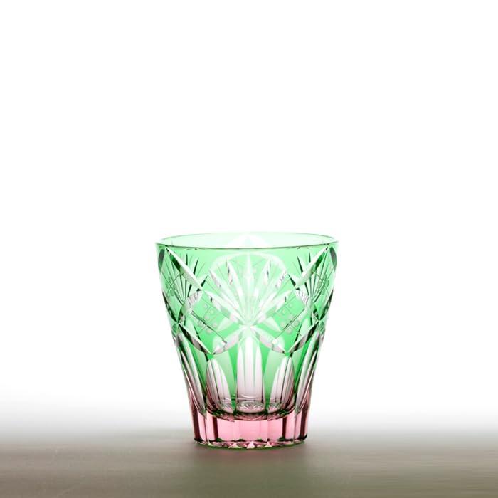 硝子工房 彩鳳 江戸切子 七宝笹の葉文様 ミニオールド