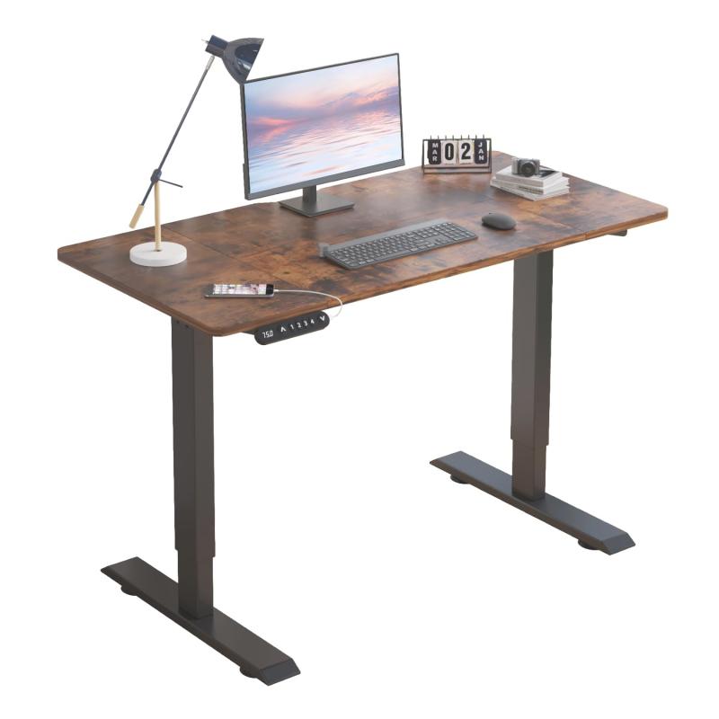 Suhapup 昇降式デスク 電動式 机 パソコンデスク 幅120CM×奥行60CM スタンディングデスク つくえ 高さ調節メモリー機能付き 高さ調節可能 高さ69~115CM USBポート付き（ブラウン）【商品仕様】：足＋天板 。 天板：...