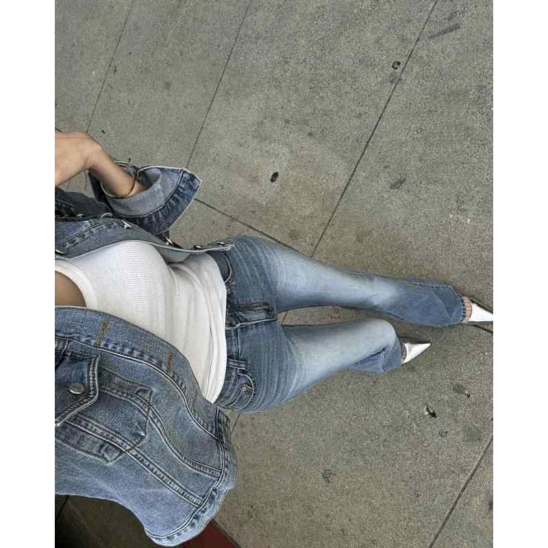 ・カテゴリ: 牛仔パンツ・スタイル: 復古風・主な素材: 牛仔布・主面料成分: 50%（含）-70%（不含）・シルエット: 直筒型・パンツ丈: ロング・ウエスト: 高腰・厚み: 中厚・人気要素: 做旧・カラー展開: 浅ブルー・サイズ展開: ...