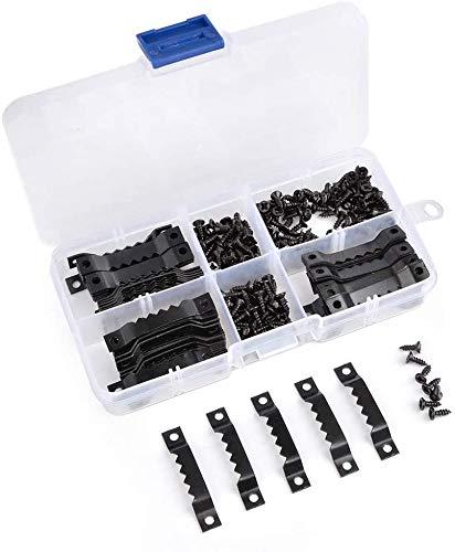 TIMESETL 100Pcs 壁掛けフック 額縁吊り金具 ティースハンガー フック 額縁 写真 絵画フック 吊り下げ金具 額縁工作用金具 ネジ付き