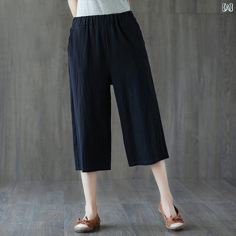 ・主な素材: 綿90%・スタイル: 都市休闲・カテゴリ: 休闲裤・パンツ形状: 宽筒型・パンツ丈: 七分・ウエスト: 高腰・厚さ: 薄手・流行要素: 拼接、口袋・カラー展開: ブラック、ホワイト、イエロー、オレンジ、レッド、ブラウン・サイズ...
