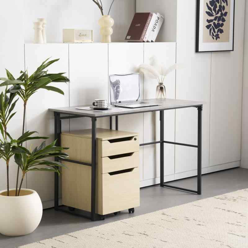 OSJ パソコンデスク パソコンデスク 幅120cm 完成品 折りたたみ デスク ゲーミングテーブル ワーク 木製 学習 勉強机 PC ゲーム オフィス 書斎 シンプル しっかりした構造 おしゃれ 広々【高級感あふれる木目調天板】立体感のあ...