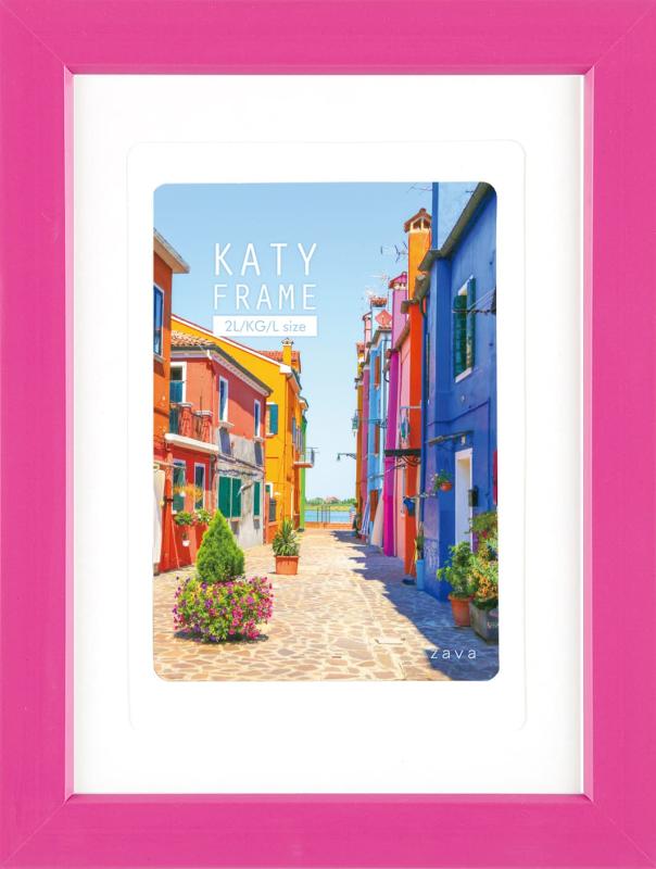 VANJOH フォトフレーム KATY フレーム2L ピンク KT2LPK外寸:156×206×17mm内寸:127×178mm窓寸:122×172mm重量:300g本体:樹脂製面材:ガラス縦横兼用スタンド付きマット:2枚付き(83×120...