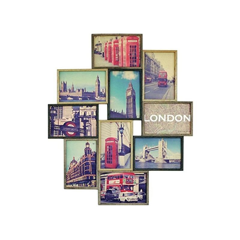 パラデック Bristol(ブリストル) コラージュフレーム 10連フォトフレーム BRS-10サイズ:約W536×D20×H457mm重量:約1394g材質:MDF、ガラス、紙原産国:中国対応写真サイズ:ハガキサイズ(102×152mm)