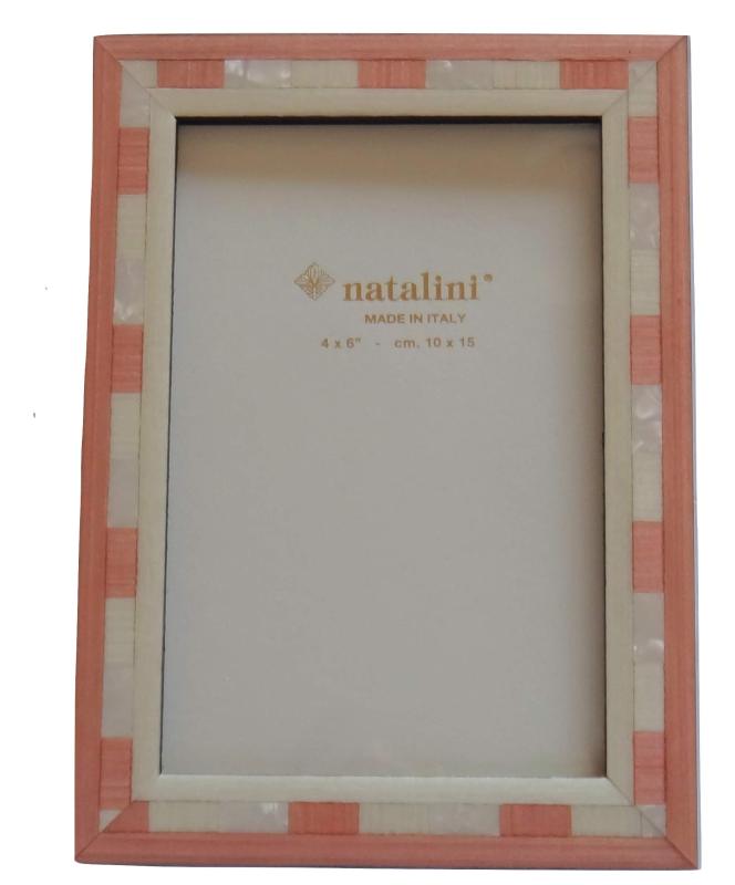 natalini(ナタリーニ) フォトフレーム シェル 木製 写真フレーム イタリア製 はがきサイズ コーラルピンク（ROSA)